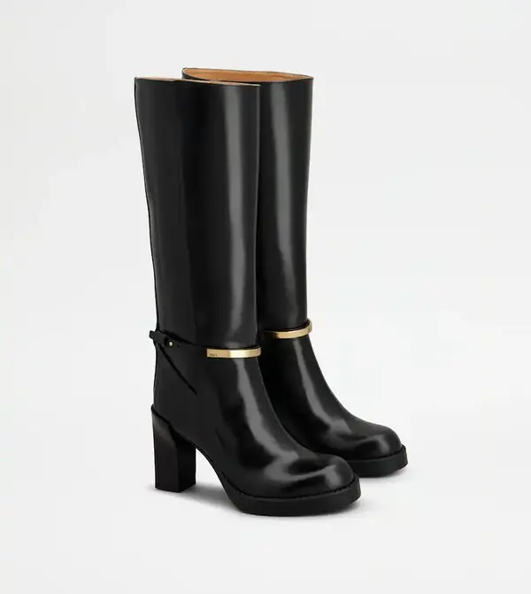 TOD'S 80mm Leather Boots - Black