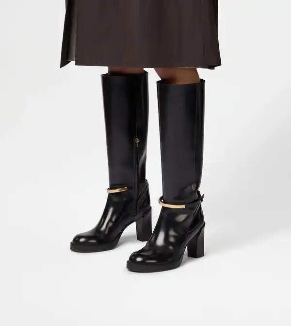 TOD'S 80mm Leather Boots - Black
