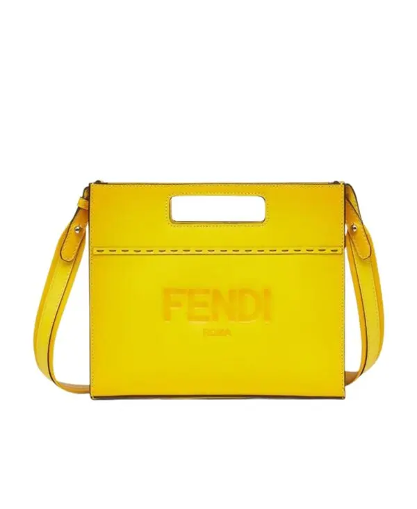 Fendi Mini Shopper Bag With Logo Debossing - Yellow