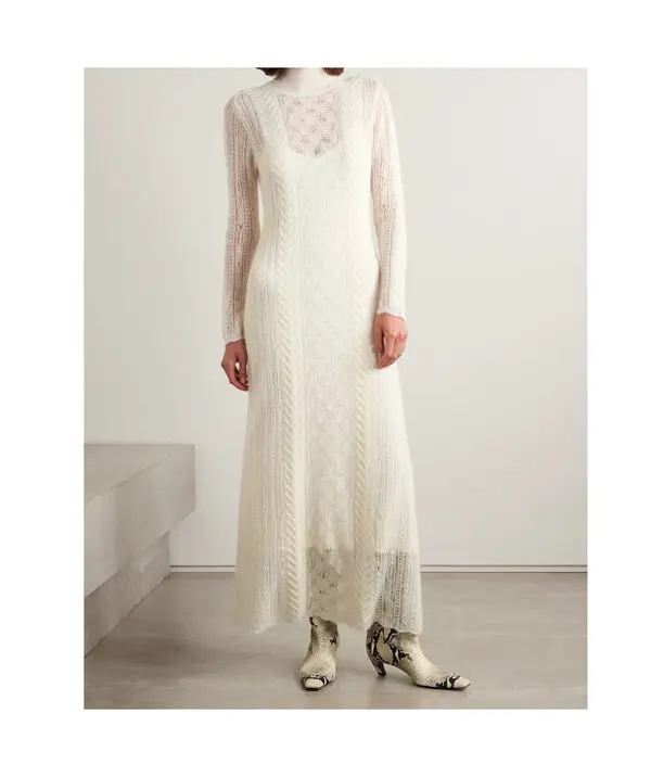 Ulla Johnson Kassia Pointelle-knit Alpaca-blend Turtleneck Maxi Dress