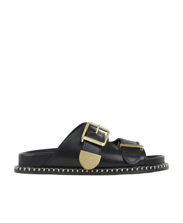 Chloé Rebecca Buckled Flat Sandals - Black