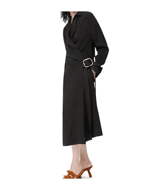 Loewe Belted Midi Dress With Asymmetrical Silhouette