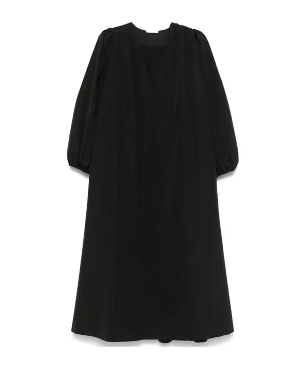 THE ROW Beauvoir V-neck Midi Dress With Balloon Sleeves And Pockets