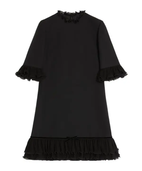 Valentino Garavani Crepe Couture Short Dress With Ruffle Detailing