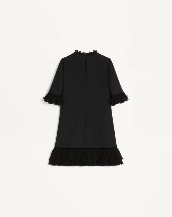 Valentino Garavani Crepe Couture Short Dress With Ruffle Detailing