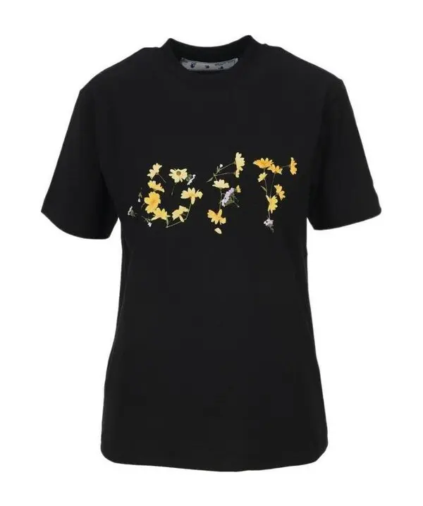 Off-White Floral Logo Print T-shirt