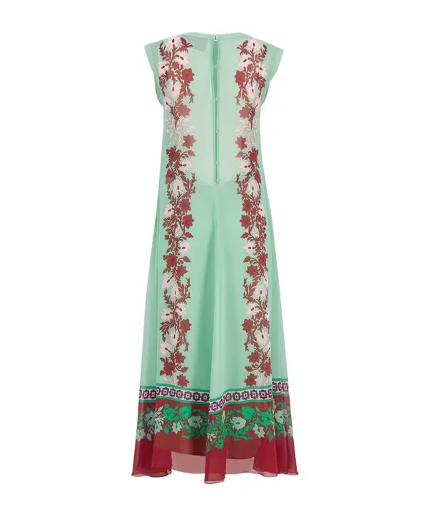 La DoubleJ Floral Silk Midi Dress - Green