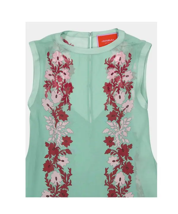 La DoubleJ Floral Silk Midi Dress - Green
