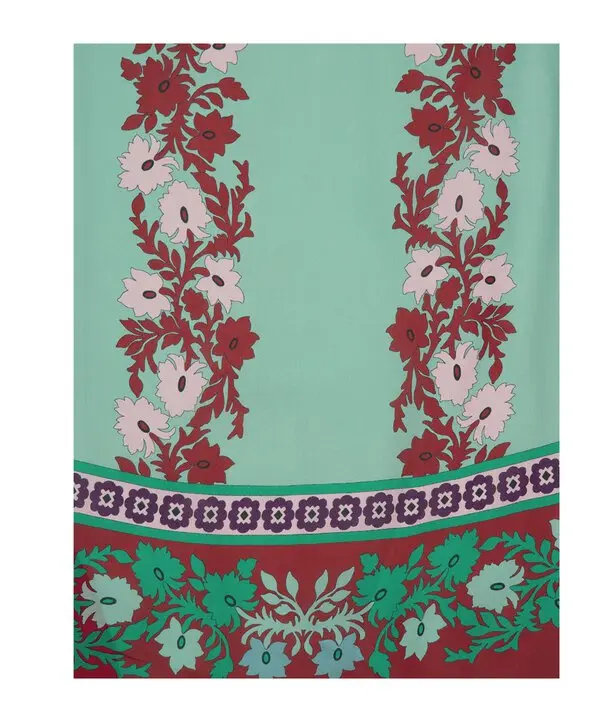 La DoubleJ Floral Silk Midi Dress - Green