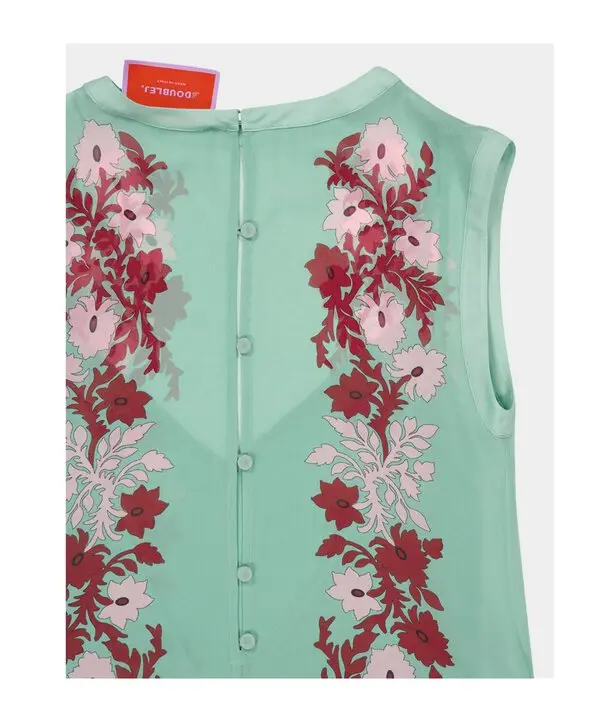 La DoubleJ Floral Silk Midi Dress - Green