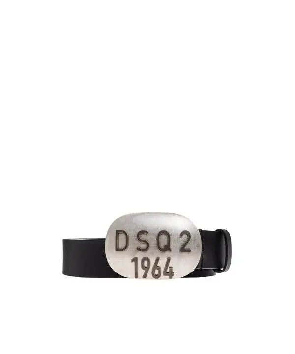 Dsquared2 Vintage Leather Logo Belt - Black