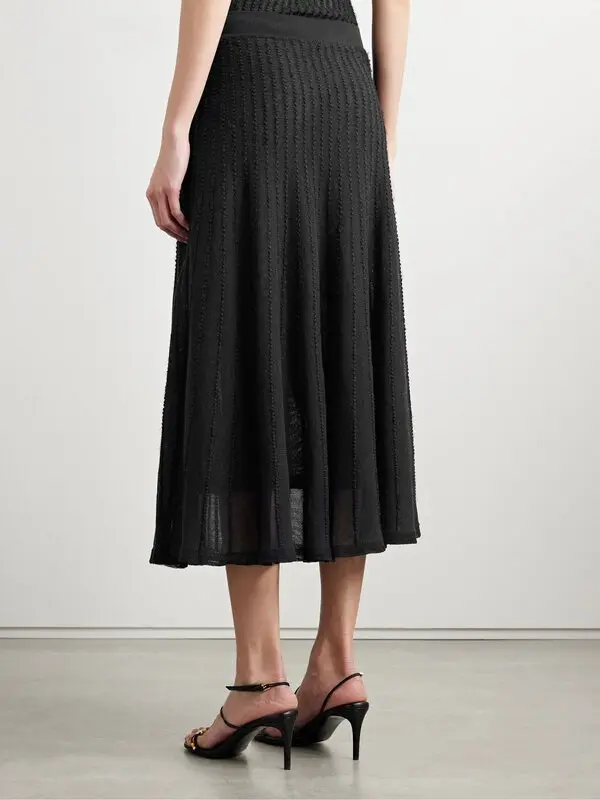 Khaite Dawn Pointelle-knit Midi Skirt