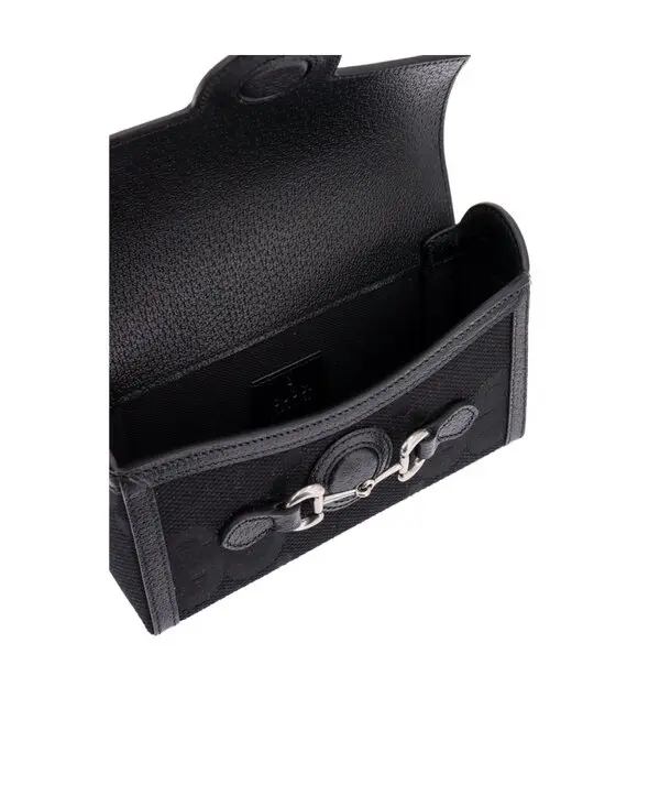 Gucci Horsebit 1955 Jumbo Gg Mini Messenger Bag - Black