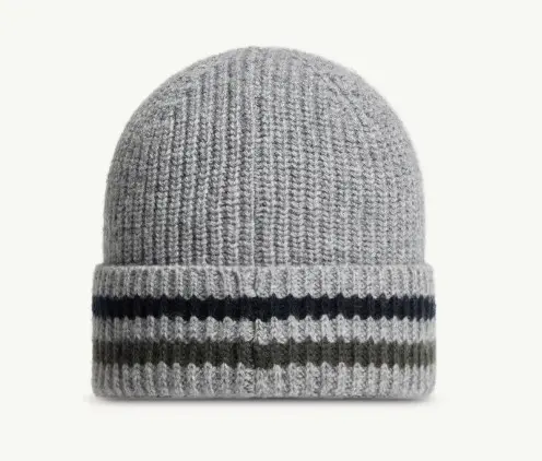 Moncler Striped Wool Beanie - Gray