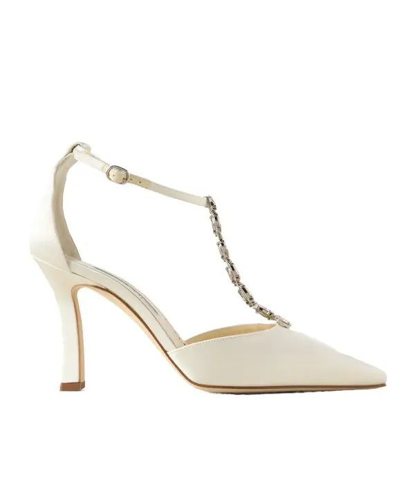 Manolo Blahnik Molara 105 Crystal-embellished Satin Pumps