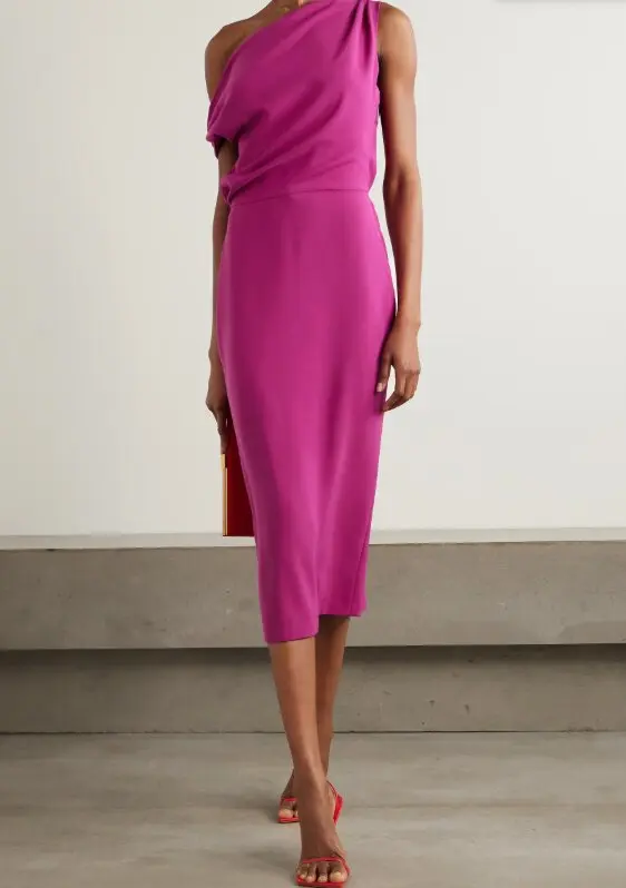 16Arlington One-shoulder Midi Dress With Pleated Detail