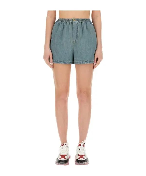 Moschino Elastic Waist Denim Shorts