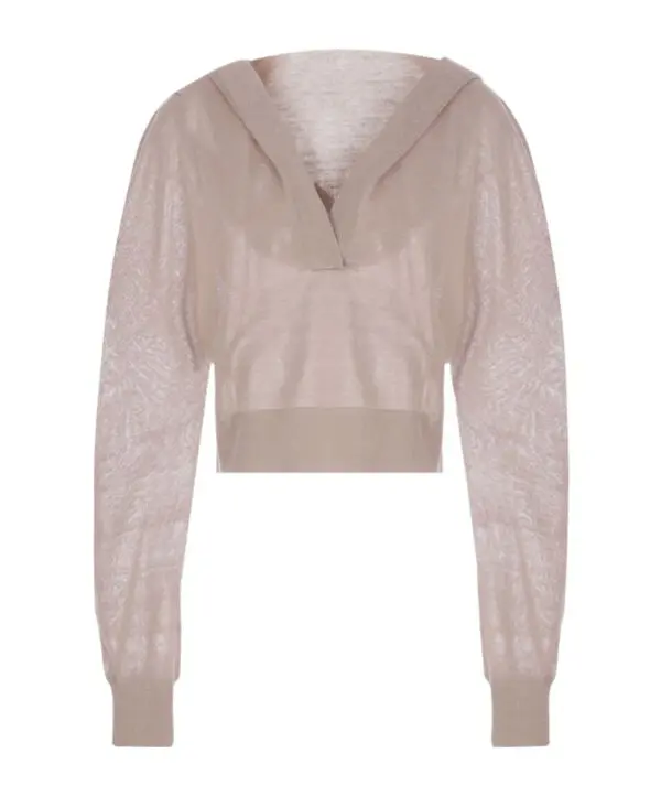 Alaïa Cropped Hooded Sweater - Nude
