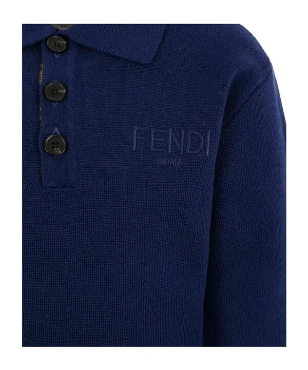 Fendi Embroidered Logo Wool Polo Shirt