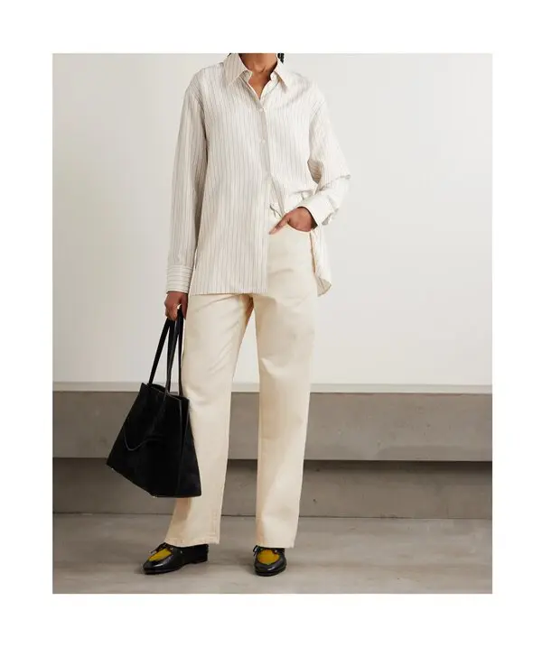 RÓHE Straight Leg Baggy Jeans - Ecru