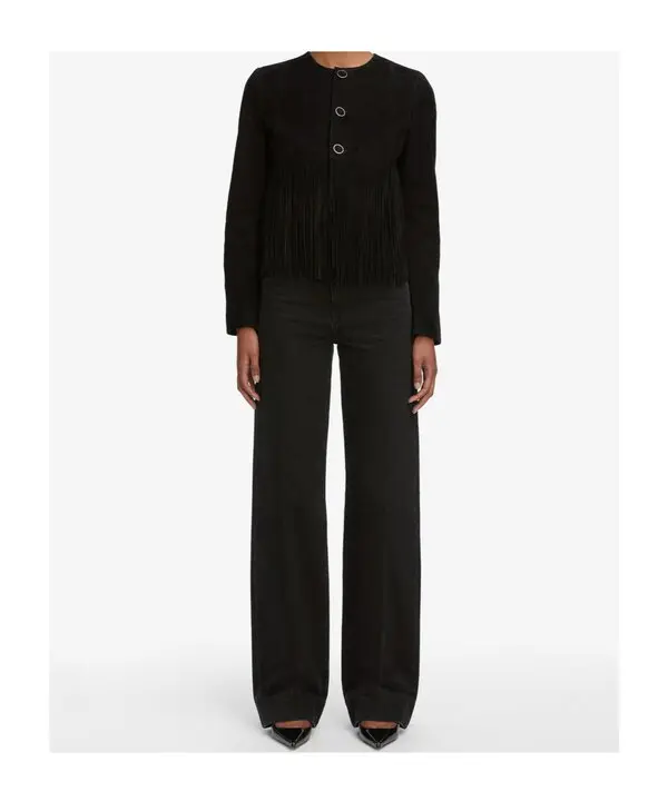 FRAME Double-layered Fringed Leather Jacket