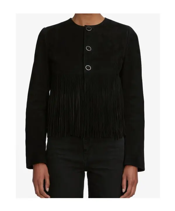 FRAME Double-layered Fringed Leather Jacket