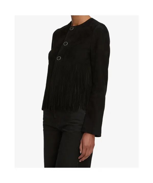 FRAME Double-layered Fringed Leather Jacket