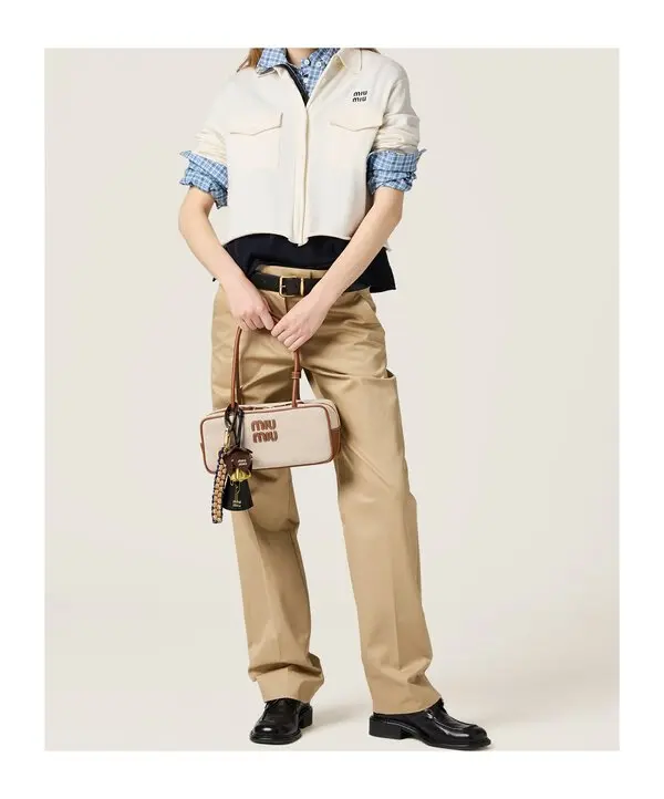 Miu Miu Cropped Knitted Cardigan With Embroidered Logo