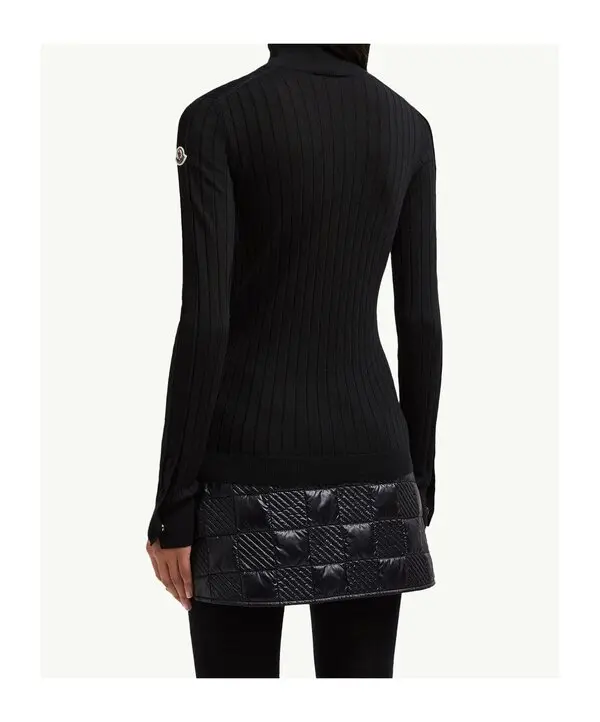 Moncler Wool Cashmere Ribbed Turtleneck Sweater With Button Details