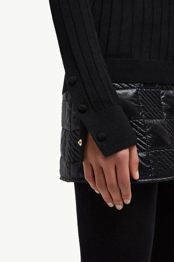Moncler Wool Cashmere Ribbed Turtleneck Sweater With Button Details