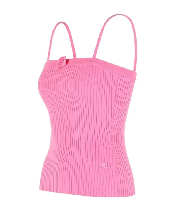 COURREGES Courrèges Rib Knit Top With Decorative Buckle