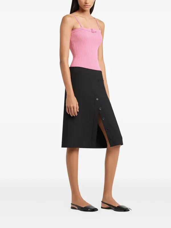 COURREGES Courrèges Rib Knit Top With Decorative Buckle