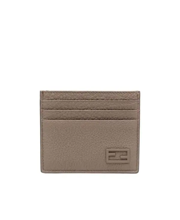 Fendi Two-tone Leather Card Holder - Gray