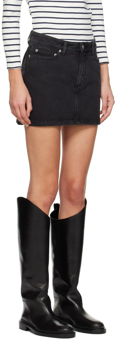 A.p.c. Washed Denim Mini Skirt - Black