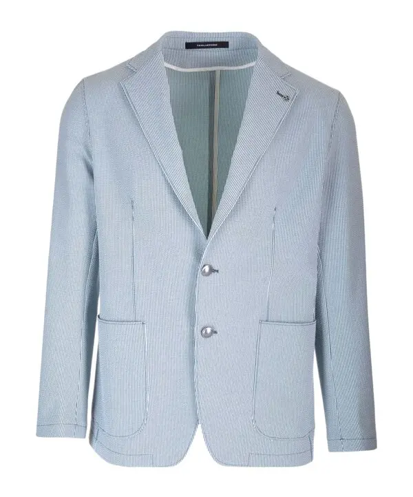 Tagliatore Long-sleeved Vertical Striped Suit Coat