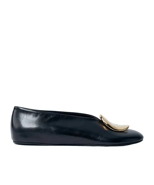 JIL SANDER Round Toe Ballerina Flats With Hardware Detail