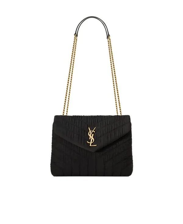 Saint Laurent Loulou Small Bag In Quilted Cotton - Black