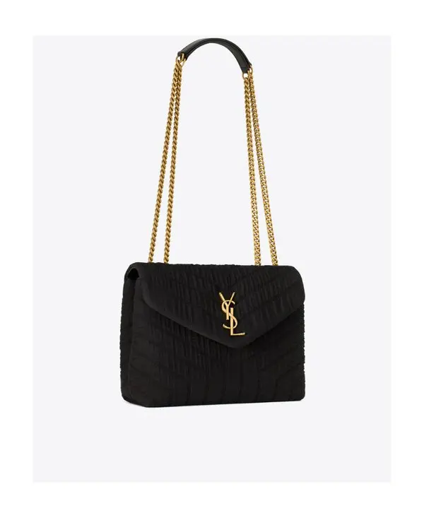 Saint Laurent Loulou Small Bag In Quilted Cotton - Black
