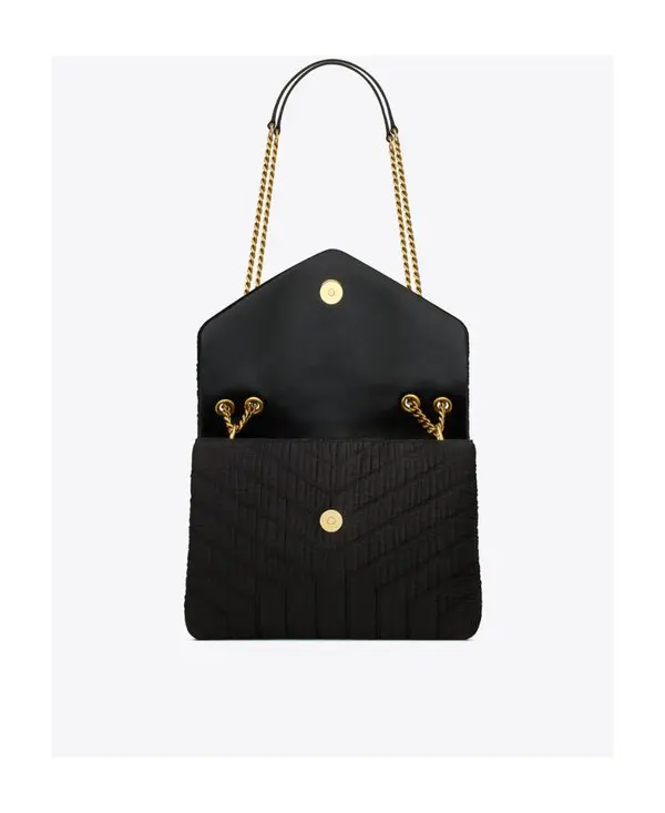 Saint Laurent Loulou Small Bag In Quilted Cotton - Black