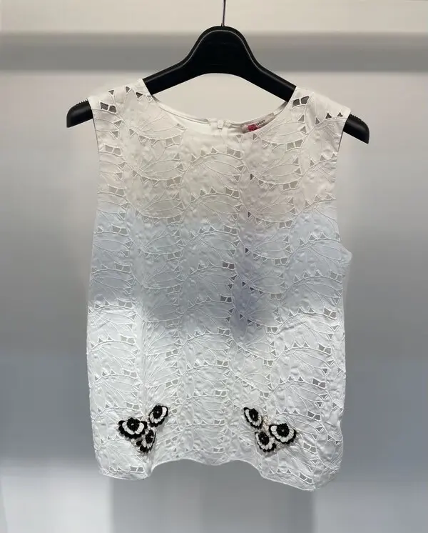 Max Mara Sleeveless Printed Shirt With Zipper Back