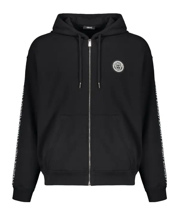 Versace Zip-up Drawstring Hoodie With Medusa Emblem