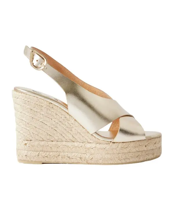 ANCIENT GREEK SANDALS Metallic Wedge Espadrilles - Gold