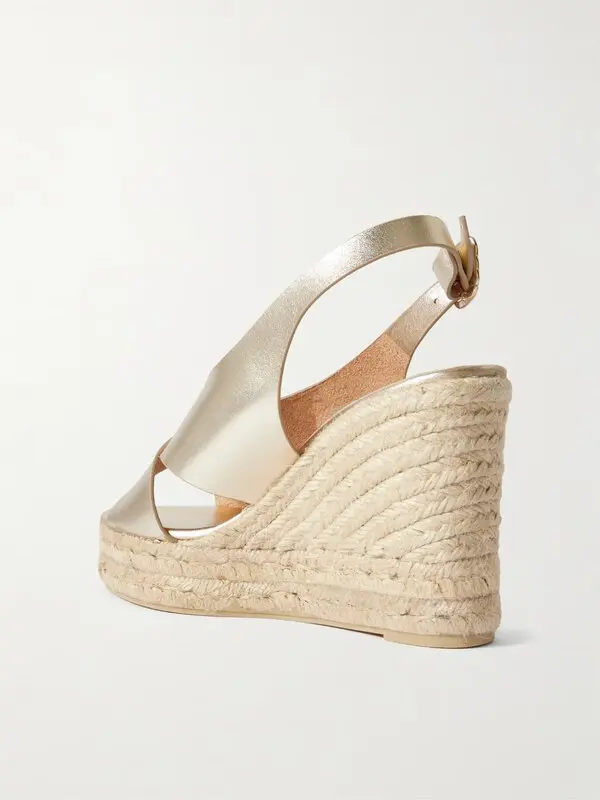 ANCIENT GREEK SANDALS Metallic Wedge Espadrilles - Gold