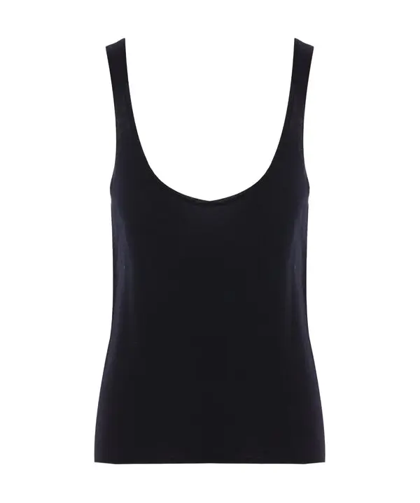 Saint Laurent Sleeveless Round Neck Tank Top With Logo - Black