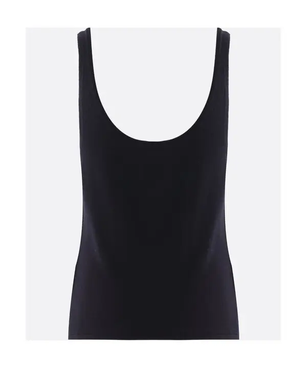 Saint Laurent Sleeveless Round Neck Tank Top With Logo - Black