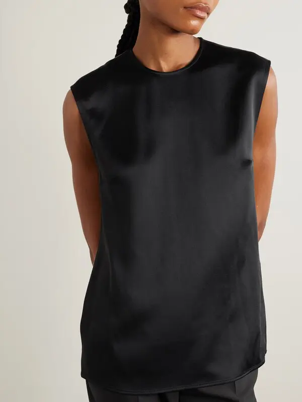 Stella McCartney Sleeveless Satin Vest - Black