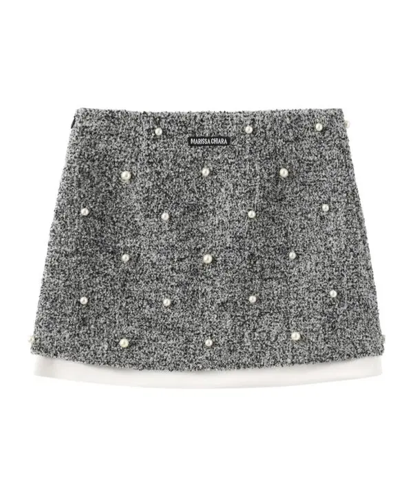 Marissa Chiara Woolen A-line Skirt With Pearl Embellishments
