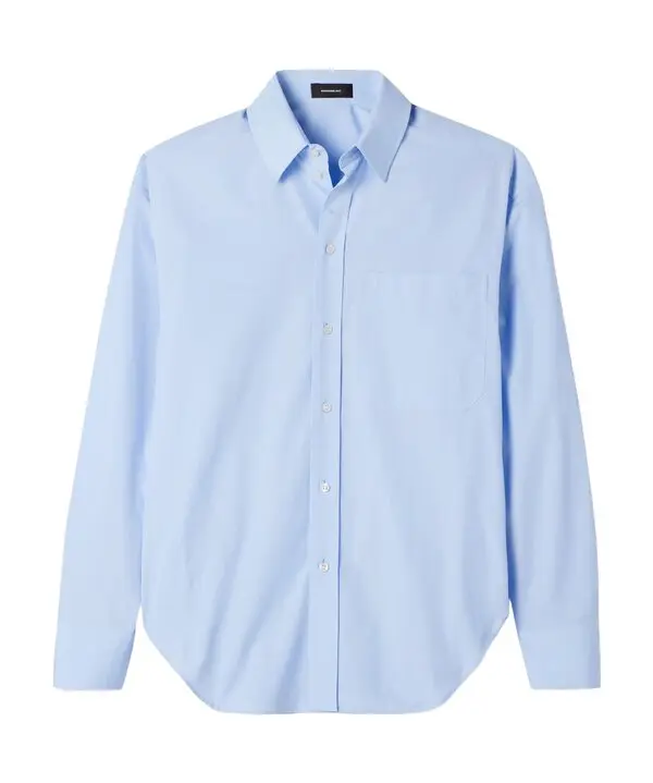 Wardrobe.NYC Oversize Logo Shirt With Button Front - Blue
