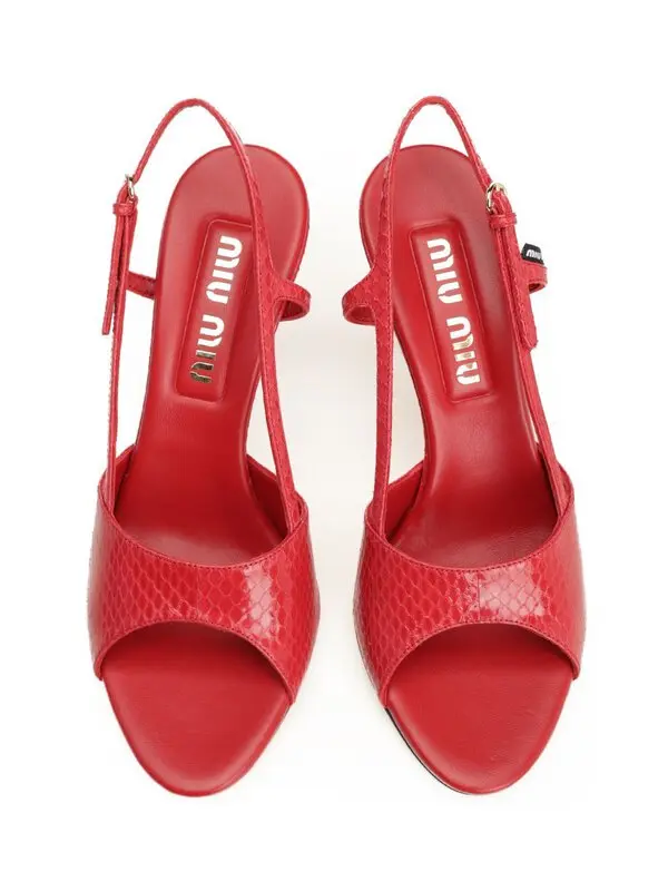 Miu Miu Embossed Slingback Sandals - Rosso