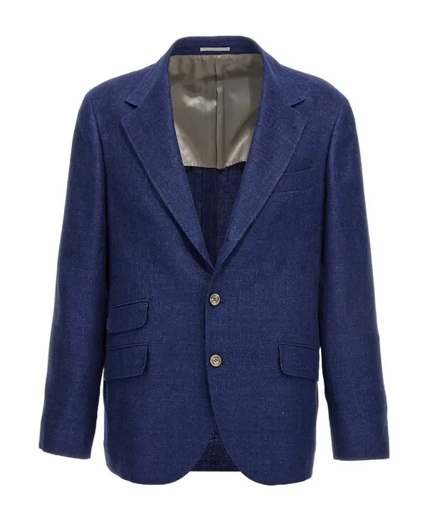 Brunello Cucinelli Single-breasted Long Sleeved Blazer - Blue